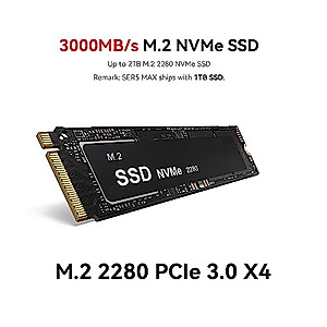 Beelink SER5 MAX Mini PC, AMD Ryzen 7 5800H (8C/16T, up to 4.4GHz, TDP 54W), 32GB DDR4 500GB M.2 NVMe SSD Vega 8 Graphics, Mini Desktop Computer 4K@60Hz Output/DP/HDMI/Type-C/WiFi 6/BT5.2/Gaming/Home