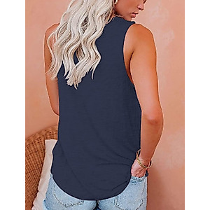 Bliwov Womens Fashion Tank Tops Crewneck Loose Fit Basic y2k Going Out Clothes Casual Summer Sleeveless Shirts for Women 2024 Blue