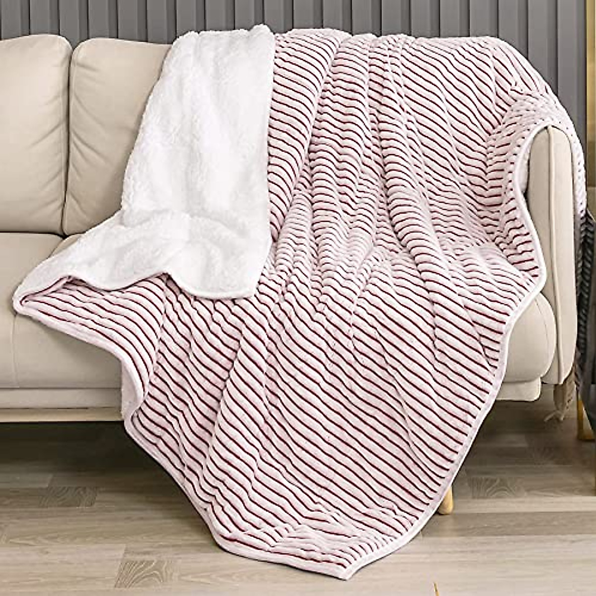 Sherpa Weighted Blanket - Adult Fuzzy Weighted Blanket 20lbs for Men & Women, Super Soft & Warm Fleece Weighted Blanket to Help with Fast Sleep 60"x80", Burgundy by Topblan