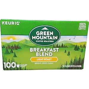 Breakfast Blend light roast K-cups Coffee Green Mountain(100 x 0.31 Oz), 31.3 Ounce, 100 count