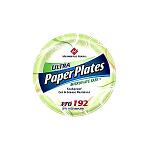 Member's Mark 10-1/16 InchUltra Paper Plate, 192 Count