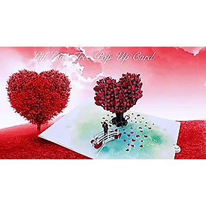 Liif Love Tree Couple Valentines Day 3D Greeting Pop Up Card, Happy Anniversary, Wedding, Mother's Day, Engagement, Birthday| For Wife, Husband, Parents, Couple, Girlfriend, Her | With Message Note & Envelop | Large Size 8 x 6 inch