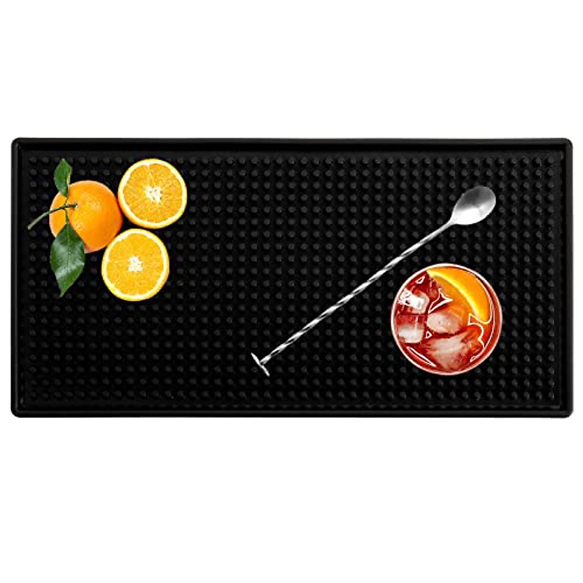 Tebery 2 Pack Rubber Bar Mats,12" x 6" Black Bar Service Spill Mat Drying Mat