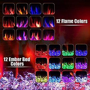 GOFLAME 50 Inch Electric Fireplace, Recessed & Wall-Mounted Fireplace Heater with Touch Panel, APP Control, Remote Control, 12H Timer, Adjustable Flame Color and Brightness, Overheat Protection