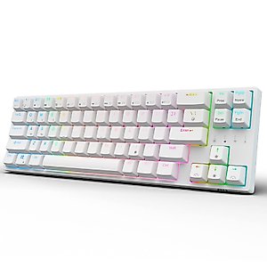 RK ROYAL KLUDGE RK68 Plus Mechanical Keyboard, 2.4Ghz Wireless/Bluetooth/Wired Blue Switch 65% Gaming Keyboard, RGB Hot Swappable with Software for Win/Mac