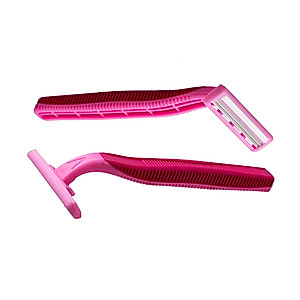 100 Box of Pink Razor Blades Disposable Stainless Steel Hospitality Quality Shavers High End Twin Blade Razors for Men and Women with Aloe Vera Lubrication Strip