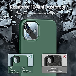 JTWIE [5 in 1 Compatible with iPhone 12 Mini Case,Shockproof Silicone Case with [2 Screen Protectors and 2 Camera Protectors] for iPhone 12 Mini 5.4 Inch Green……