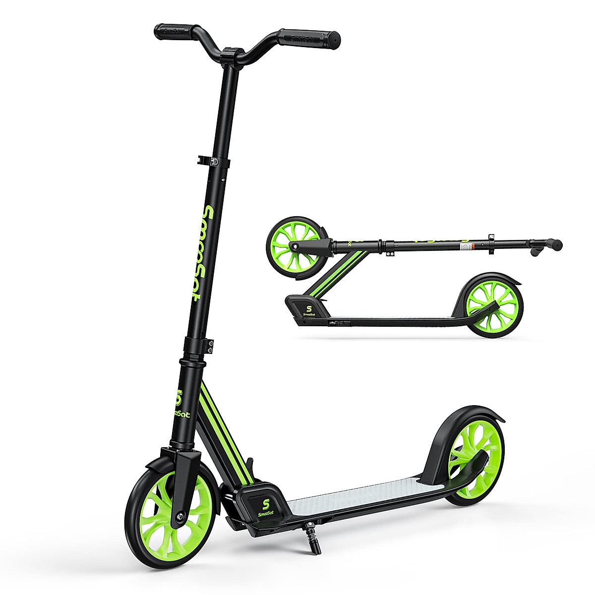 SmooSat S8 Kick Scooter for Kids Ages 8+, Teens & Adults, Super Smooth Ride, Up to 220 lbs, Adjustable Height, Ergonomic Y-Type Handlebar, Ideal Gift