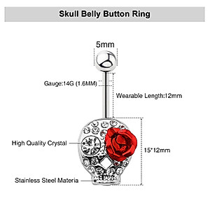 Jovivi 5pcs 14G Stainless Steel Belly Button Rings Dangle Bar Jewelry Set, with Gift Box