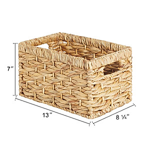 StorageWorks Small Wicker Baskets, Water Hyacinth Baskets with Built-in Handles, Handwoven Bathroom Baskets for Organizing, Medium & Small, 2 Pack