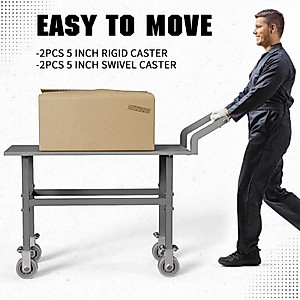 Work Height Platform Truck Cart, 2000LBS Weight Capacity Platform Cart with 5Inch Caster Provide Comfortable 28 Inch Working Platform Allow to Transport and Perform Easily Without Excessive Bending