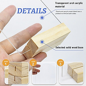 ISusser 6 Pack 4x6 Inch Blank Clear Arch Acrylic Sign with Wooden Stands, Arched Round Top Acrylic Sheet, DIY Acrylic Arch Table Numbers for DIY Name Card Gifts Event Party Sign Decoration