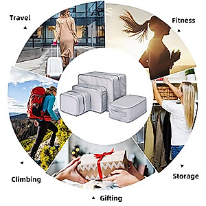 JJ POWER Travel Packing Cubes, Luggage Organizers with Shoe Bag (Grey)