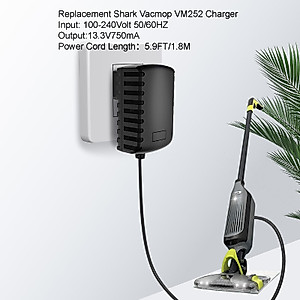 for Shark Vacmop Charger Compatible with Shark VM252 VM251 VM252C QM250 VM200 VM200C VC200 UM205 VC205 Hard Floor Vacuum Mop 13.3V Magnetic Power Cord Charger