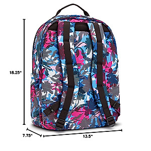 Kipling Women's Seoul Extra Large 17” Laptop Backpack, Durable, Roomy with Padded Shoulder Straps, School Bag, Brilliant Blossoms, 13.5''L x 18.25''H x 7.75''D