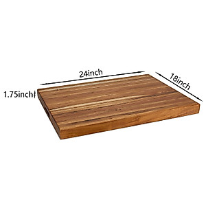 Teak Cutting Board Extra-Large (24x18x1.75 inch) Carving Board With Hand Grip, Teak Butcher Block, The Leif