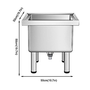 Stainless Steel Mop Sink Floor Mount Mop Service Basin, Commercial Heavy Duty Shop Sink Balcony Utility Sink Wash Station Laundry Tub