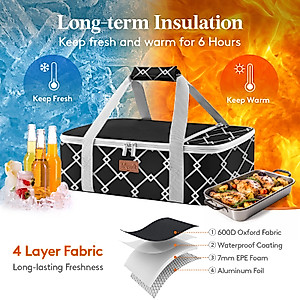 Lifewit Insulated Casserole Carrier for Hot or Cold Food, Casserole Dish Bag Carrying Case, Lasagna Lugger Holder for Potluck/Parties/Picnic/Cookouts, Fits 9"x13" Baking Dish, Black