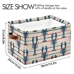 Retro Marine Lobster Storage Basket Bins Foldable Decorative Storage Box Laundry Hamper Baskte Storage for Living Room Clothes Nursery Closet Shelf Playroom,1 pcs