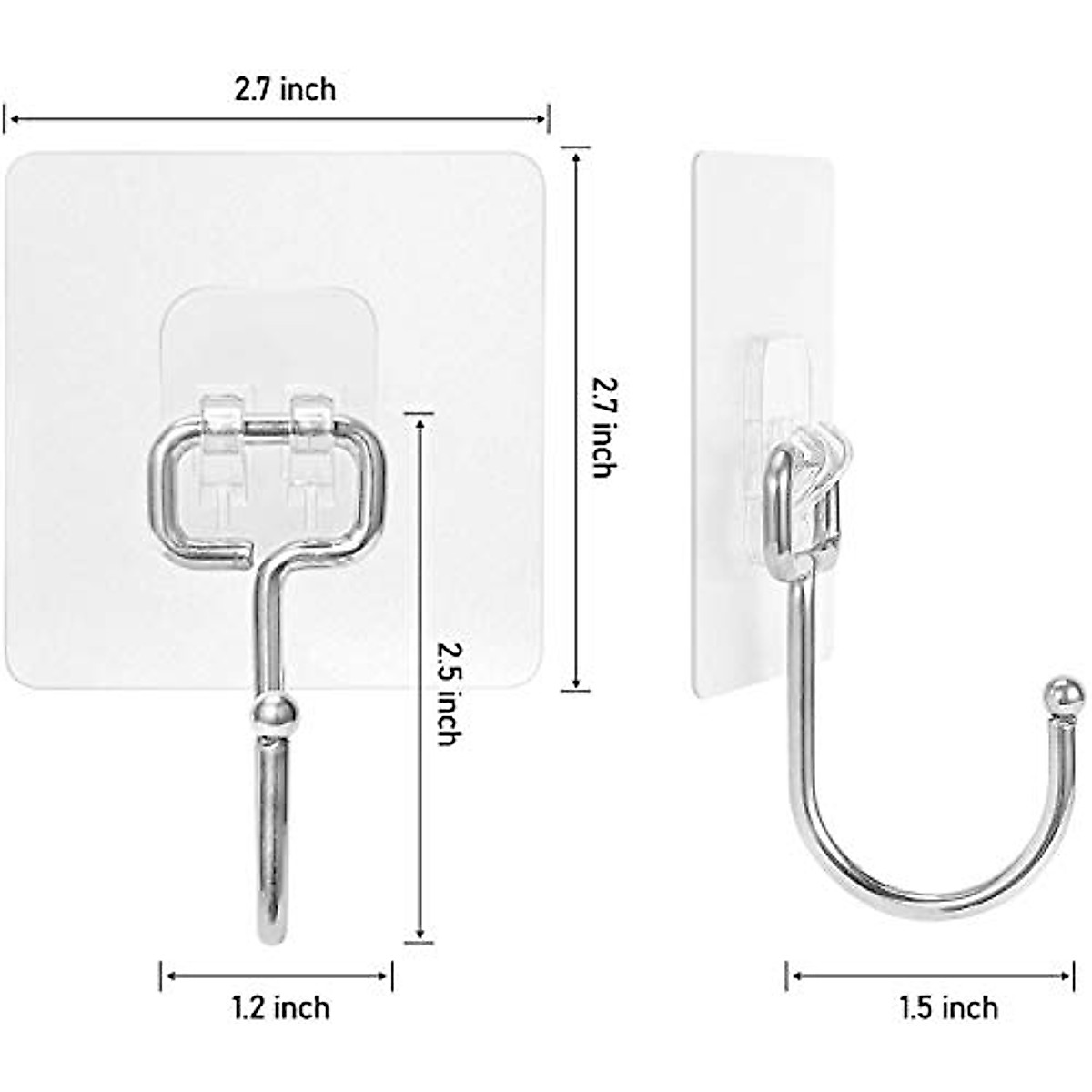 Adhesive Hooks Kitchen Wall Hooks-Transparent Reusable Seamless Hooks,Waterproof and Oilproof, high and Low Temperature Resistance,Bathroom Kitchen Heavy Duty Self Adhesive Hooks,Rustproof,10 Pack