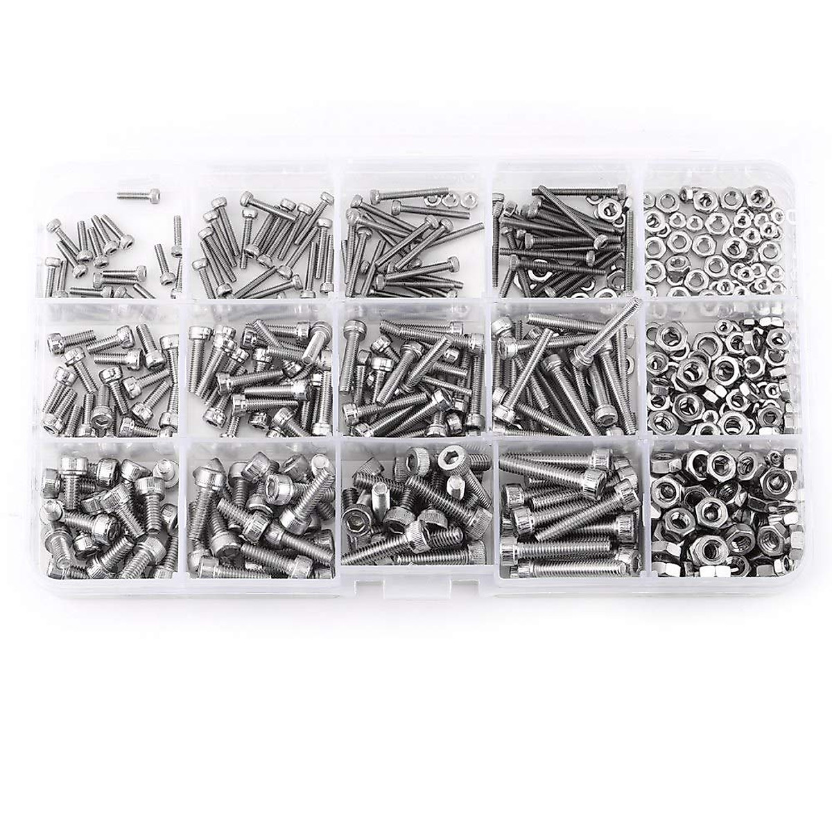 480PCS M2 M3 M4 Screws and Nuts Assortment Kit,Stainless Steel Hex Socket Head Bolt Nuts Assortment Kit,Resistant to and,for Home,Office Appliance,Machinery,Furniture