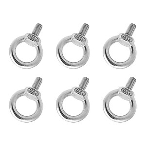 MroMax 6Pcs M10 Lifting Eye Bolts 304 Stainless Steel Male Thread Ring Shaped Metric Eyebolt Fastener for Engineering Lifting Machinery Silver Tone