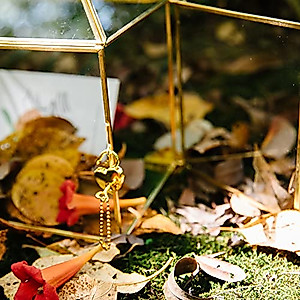 Defined Deco 10.2" Glass Card Box, Gift Display Box,Wedding Card Box with Heart Lock, Card and Gift Holder Glass Cards Box for Weddings, Birthdays, Graduations, Baby and Bridal Showers,Brass Frame.