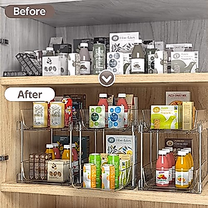 WUHUIXOZ 3 Pack 2 Tier Clear Under Bathroom Sink Organizers and Storage, Medicine Cabinet Organizer with Dividers, Pull Out Kitchen Pantry Shelf Cupboard Closet Vanity Organization Bins