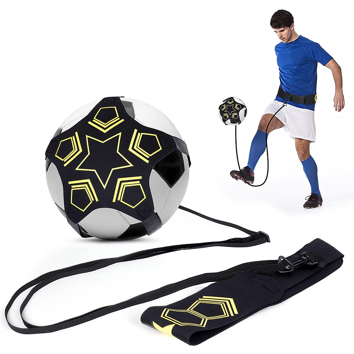 Ainiv Soccer Ball Net Kicker,Soccer Bungee Trainer, Football Kick Trainer, Juggling Soccer Ball Holder,Training Aid Football Skills Practice for Kids Adults, for Size 3 4 5 Footballs
