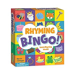 Peaceable Kingdom Rhyming Bingo - Reading and Learning Game for Kids Ages 4 Years and Up