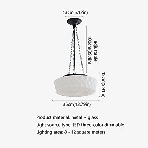 OQHAIR French Minimalist Glass Chandelier Retro Creative Wrought Iron Pendent Lamp Home Bedroom Bedside Restaurant Porch Suspended Chandelier LED Variable Light Indoor Lighting