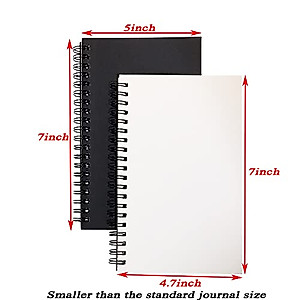 Mini Skater Set of 2 Black Notebook Blank Journal Memo Notebooks for Classroom School Students 100 Pages 50 Sheets (7 x 4.7 inch ,Black (Blank))