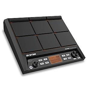 HXW PD705 Percussion Sample Pad 9 Trigger Sampling Multipad Portable Travel Electric Drum Pad With Built-in 592 Sounds, Support USB/MIDI In Out/AUX