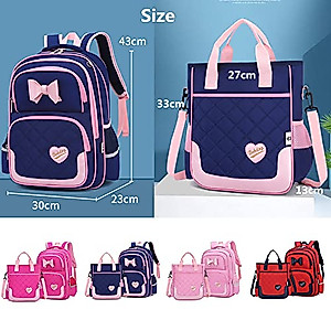 ZHANAO Backpack Bowknot for Girls Princess Style School Bag Daypack Set with Handbag