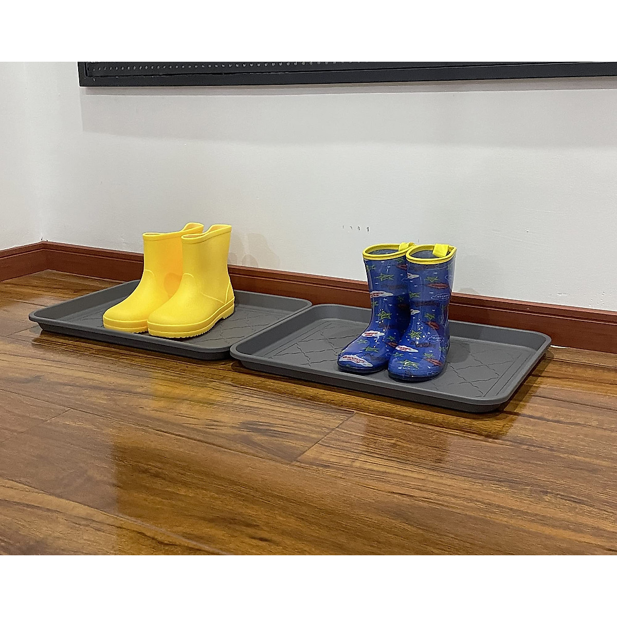 PetLike Boot Tray for Entryway Indoor, Pet Food Mat Tray, 16.7 x 12.8 inch 2 Packs, Waterproof Rubber Shoe Tray for Indoor and Outdoor, Multi-Purpose Tray for Boots, Shoes, Pets, Garden…