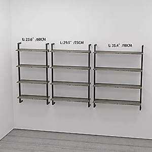 Kiimeey 4-Shelf Bookshelf Wall Mount Bookcase Floating Industrial Shelf (L35.4 Oyster Grey)