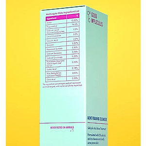 wfi Good Molecules Salicylic Acid Acne Foaming Cleanser 5 Oz. Exfoliates and Removes Surface Oil, Impurities, and Buildup.