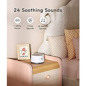 Dreamegg D1 Sound Machine Baby - White Noise Machine for Baby with Night Light, 24 High Fidelity Sounds, Timer & Memory Feature, Noise Machine for Baby Adults, Home, Office, Travel (White)