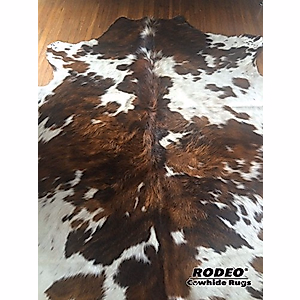 RODEO Tricolor Cow Hide Cow Skins Hair on Leather Rug Size Large TR 5x7