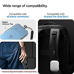 Spigen AirPods Pro 2nd Generation Rugged Armor Case and Lanyard Strap Dark Black Designed for AirPods Pro 2 (2022) - Black