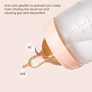 Nouri Glass Baby Bottle with Silicone Sleeve, Glass Bottles for Babies, BPA-Free - 0+ Months,3 oz,Pink,(2 Count)