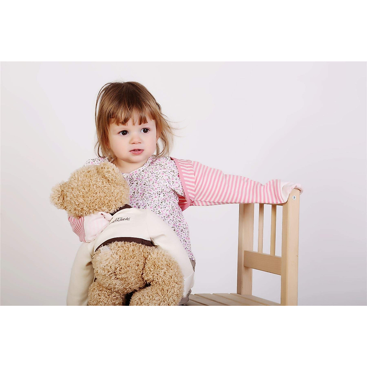 ScratchSleeves | Little Boys' Stay-On Scratch Mitts | Stripes | Blue and Cream | 3-4y