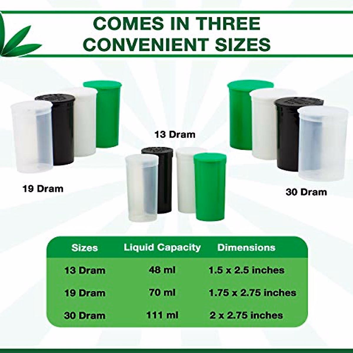 Emerald Mountain Supplier Pop Top Dram Containers | Durable Airtight Multipurpose Storage | Herb and Pill Organizer - 13 Dram (White, 320 Count (Pack of 1))