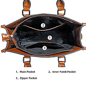 ROUROU Genuine Leather Tote Bag for Women Top Handle Crossbody Bag Hobo Handbag Large Capacity Shoulder Bag Purse