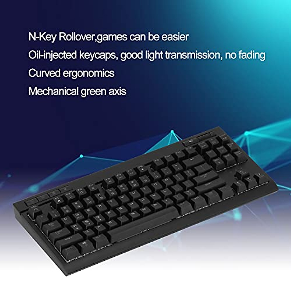 Portable RGB Gaming Mechanical Keyboard,Rainbow LED Backlit Keyboard,Wired Gaming Keyboard,N‑Key Rollover Suspension Keycap,87 Keys RGB Gaming Keyboard for PC Computer Gamer