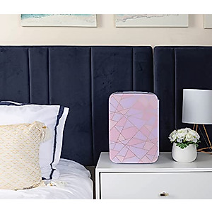 Cooluli 10L Mini Fridge for Bedroom - Car, Office Desk & Dorm Room - 12v Portable Cooler & Warmer for Food, Drinks, Skincare, Beauty & Makeup - AC/DC Small Refrigerator with Glass Front, Fractal Pink