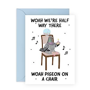 CENTRAL 23 Funny Birthday Cards For Men - Funny Cards For Women - 'Pigeon On A Chair' - Gifts For Him Her - Banter Pun - Birthday Cards For Dad Mom Friends - Comes With Stickers