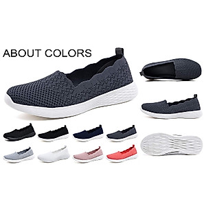 poemlady Women's Slip on Loafer Shoes - Mesh Casual Ballet Flat Nurse Walking Sneakers Knit Round Toe Casual Low Wedge Memory Foam Shoes, 1905 B/All Black 8