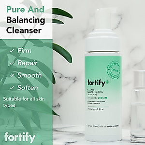 Fortify Skincare 9-in-1 Korean Foaming Facial Cleanser with Hyaluronic Acid & Aloe - Deep Purifying Face Wash - Derm-Tested, Vegan, Clean Beauty, All Skin Types - Fragrance-Free - 150ML/5.07Fl.Oz
