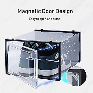 AOHMPT 18 Pack Clear Shoe Organizer Stackable Shoe Box Foldable Storage Bins Shoe Container Box Large Size Shoe Bins (X-Large)